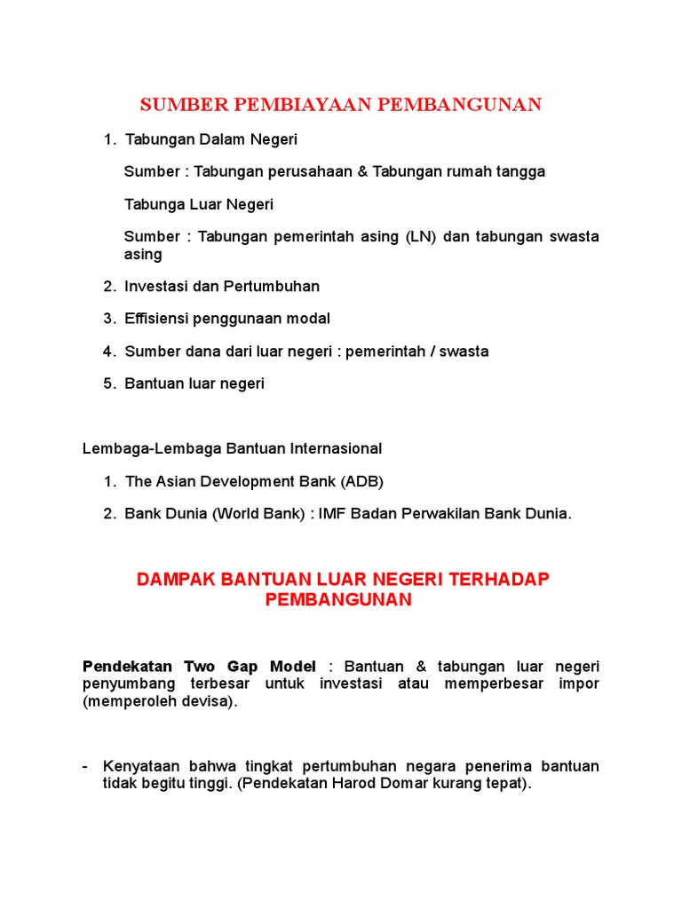 Sumber Pembiayaan Pembangunan | PDF