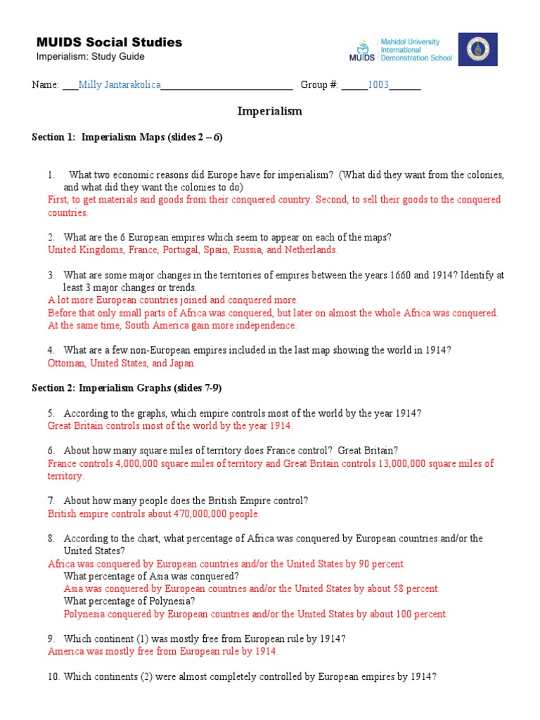Imperialism Webquest Sheet v2 | PDF | Imperialism | British Empire
