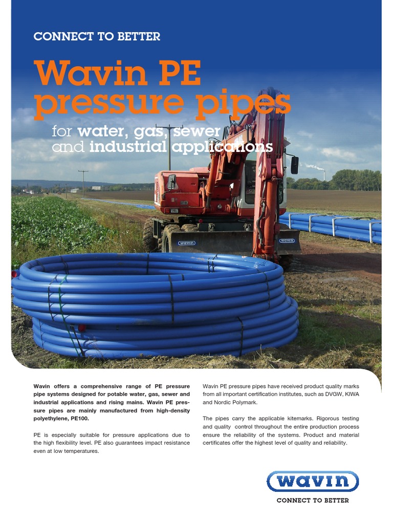 Wavin PE Pressure Pipes Data Sheet | PDF | Polyethylene | Pipe (Fluid ...