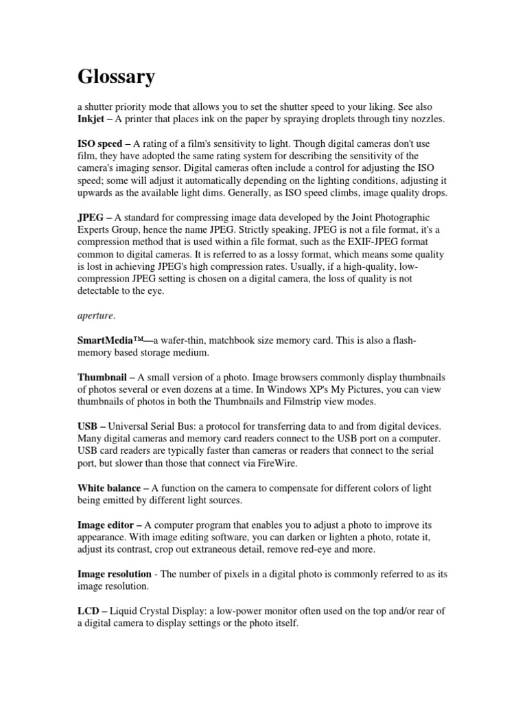 Digital Photography Glossary PDF | PDF