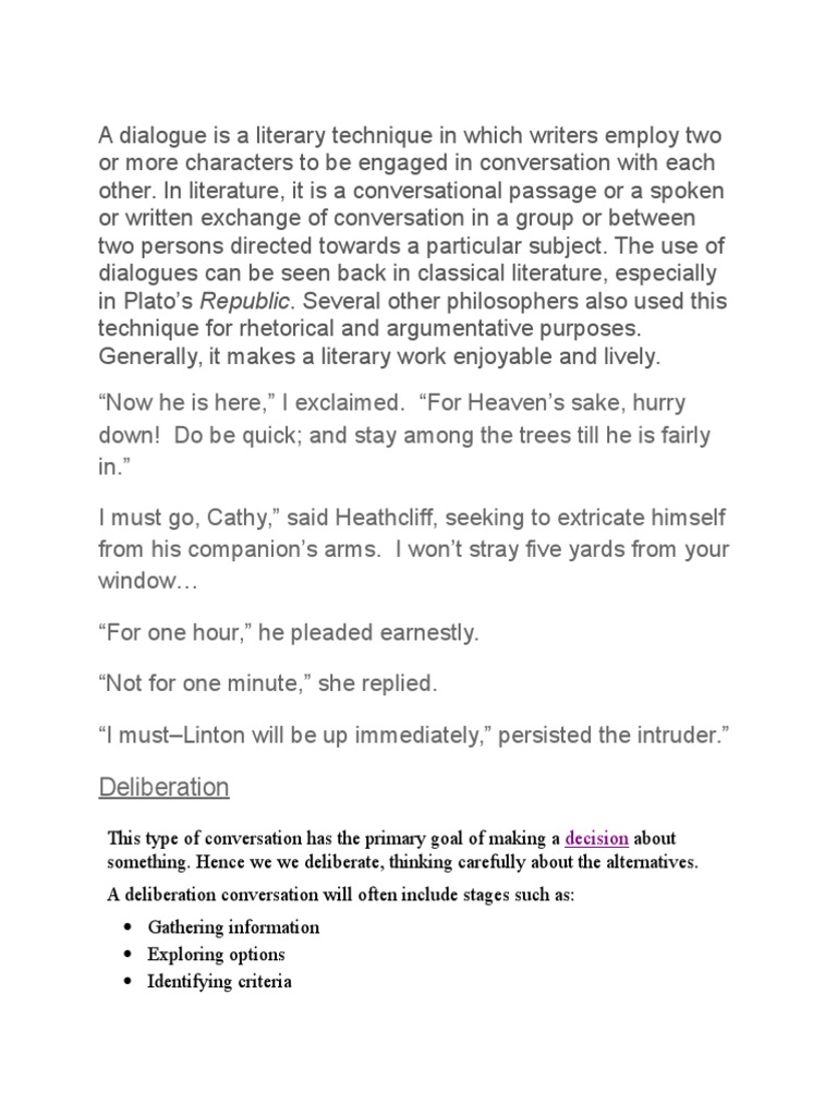 Literary Dialogue Techniques | PDF