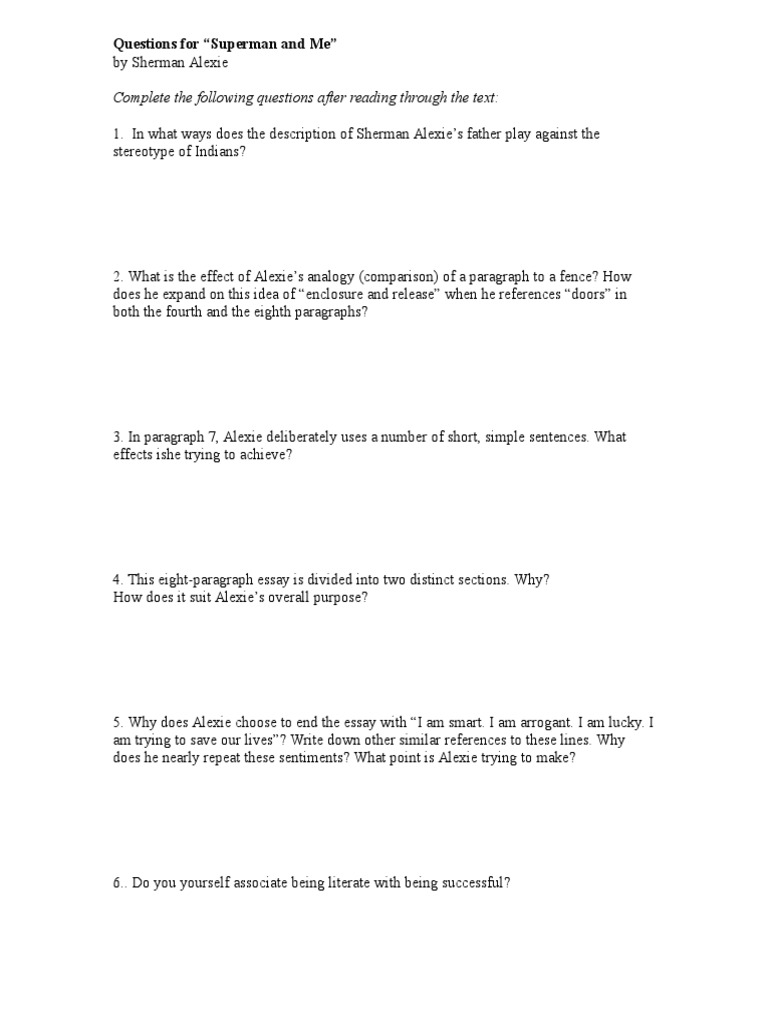 Superman Me Questions | PDF