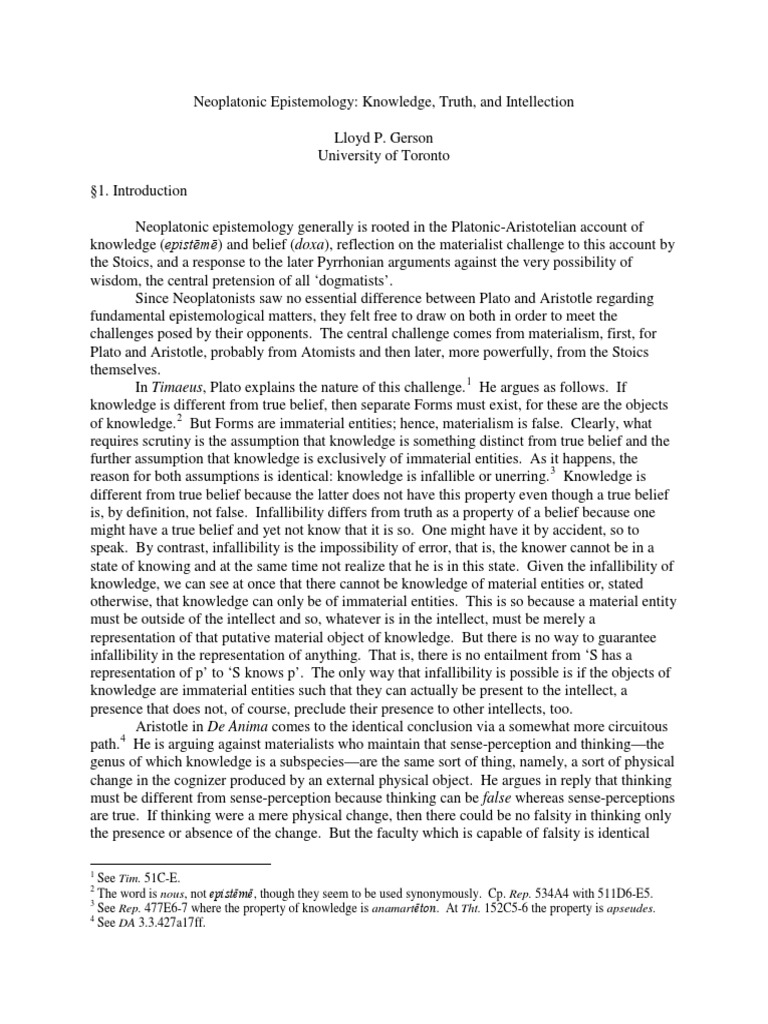 Neoplatonic Knowledge and Truth Insights | PDF | Nous | Neoplatonism