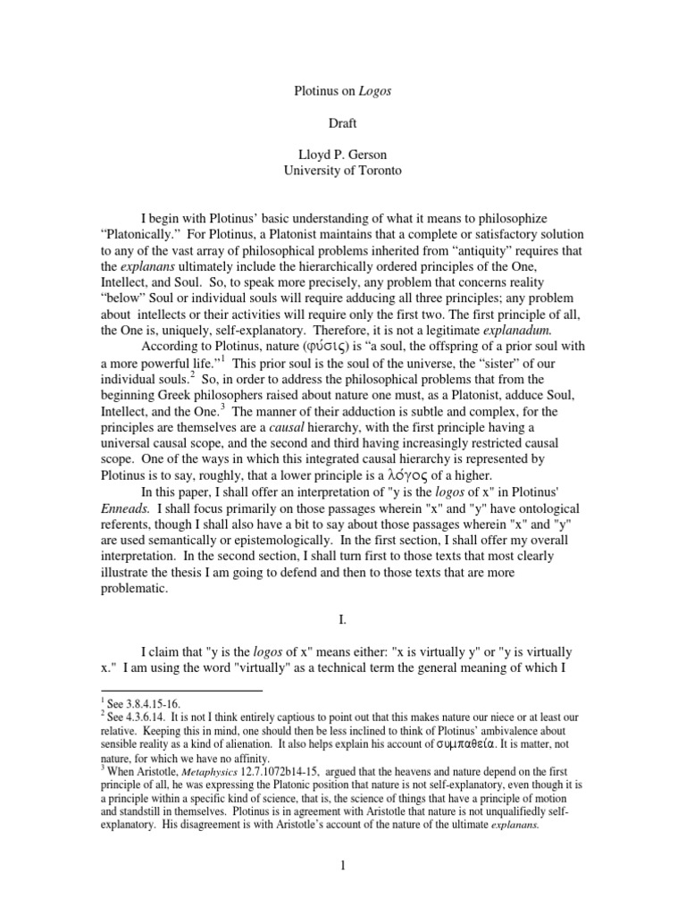 Plotinus' Concept of Logos Explained | PDF | Philosophy