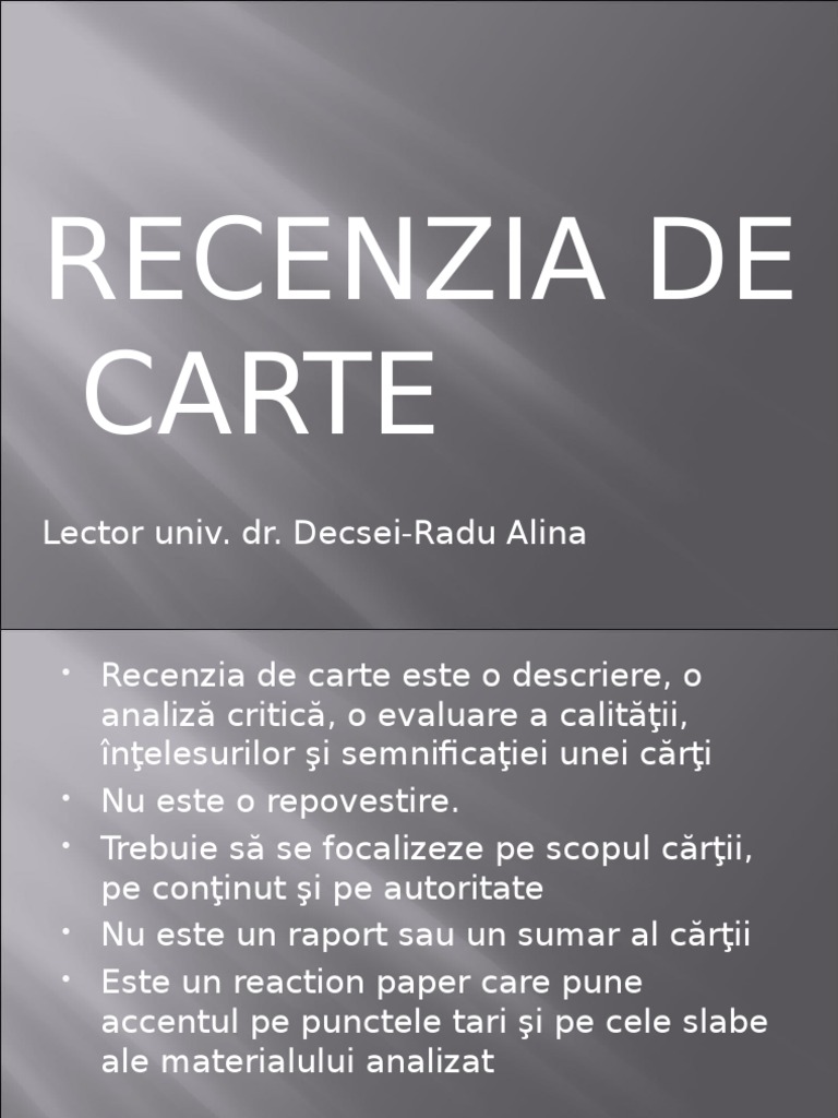Recenzia de Carte | PDF