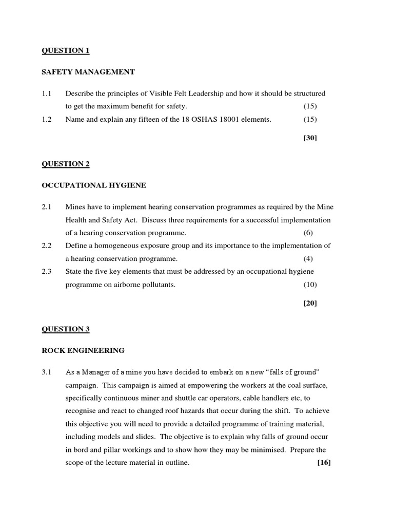 Metal Mining II Exam Paper | PDF | Business | Technology & Engineering
