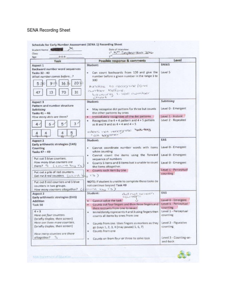 Sena Recording Sheet | PDF