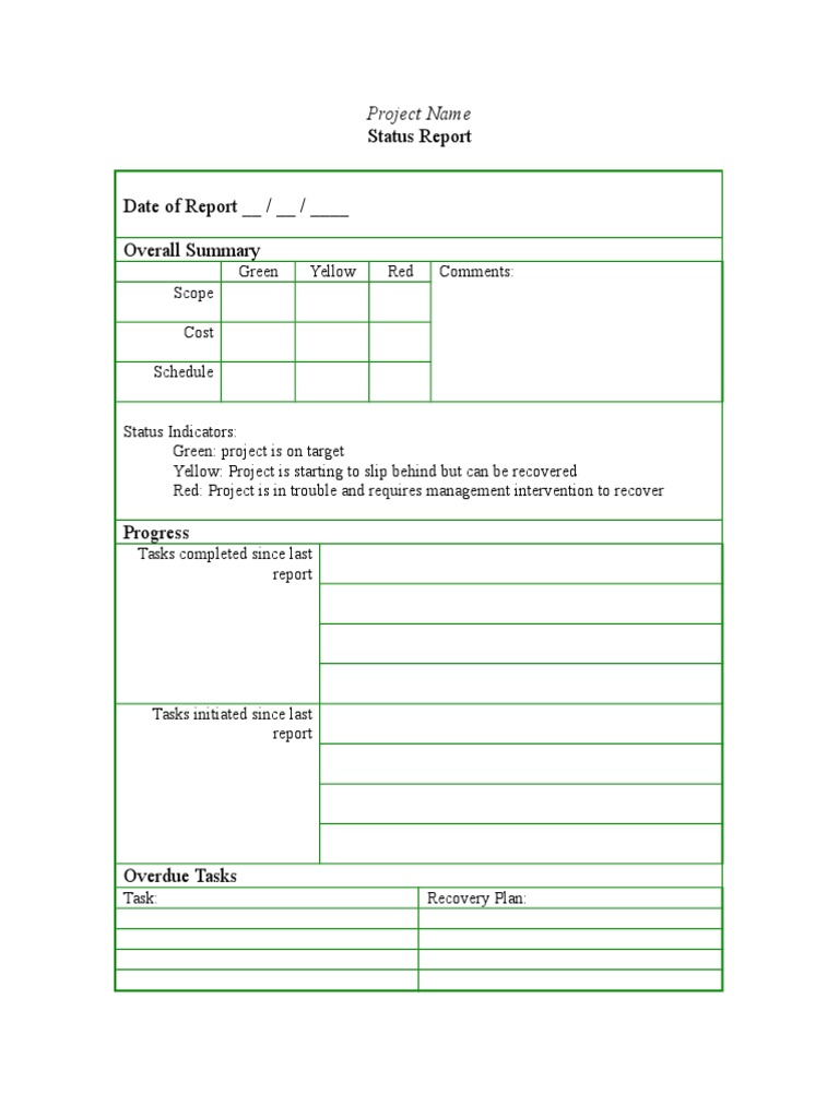 Status Report Template | PDF | Business