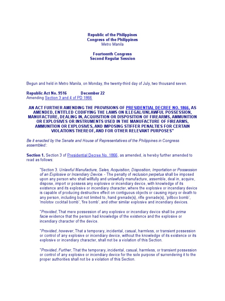 Ra 9516 | PDF | Double Jeopardy | Crime & Violence