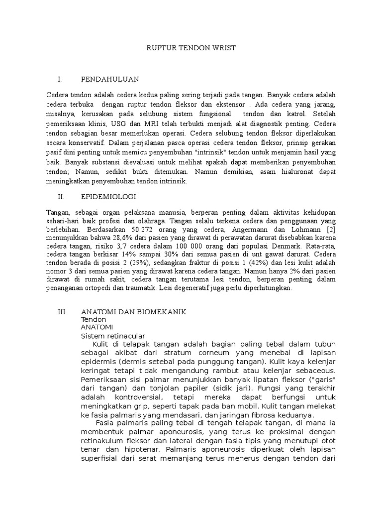 Ruptur Tendon Wrist | PDF