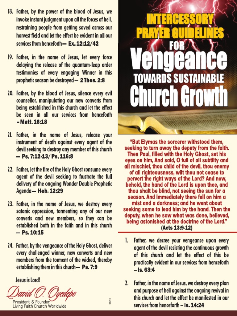 Intercessory Prayer Guidelines For Vengeance Towards Sustainable Church Growth | PDF
