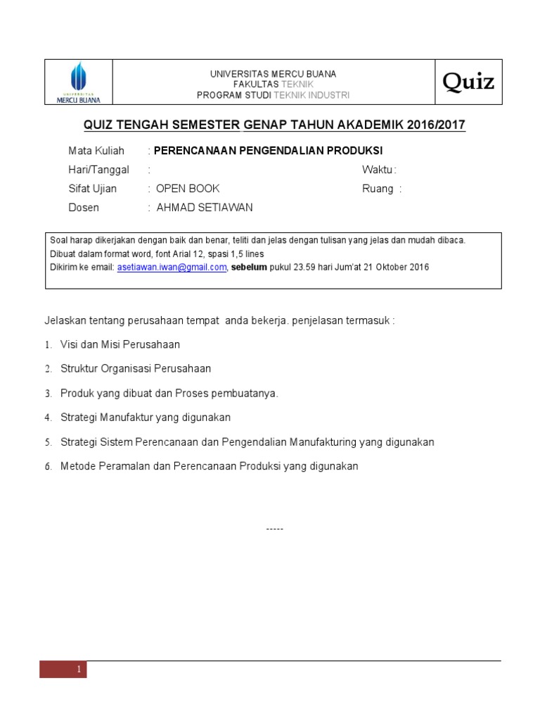 Soal Quiz Ppic PDF | PDF