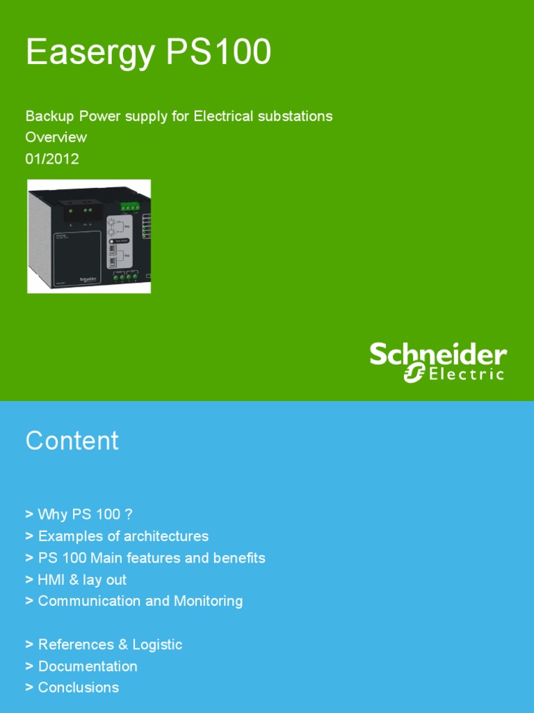 Easergy PS100 Backup Power Supply Overview | PDF | Power Supply ...