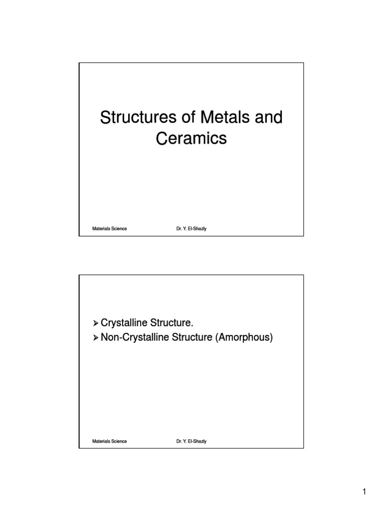 The Structure of Metals and Ceramics PDF | PDF
