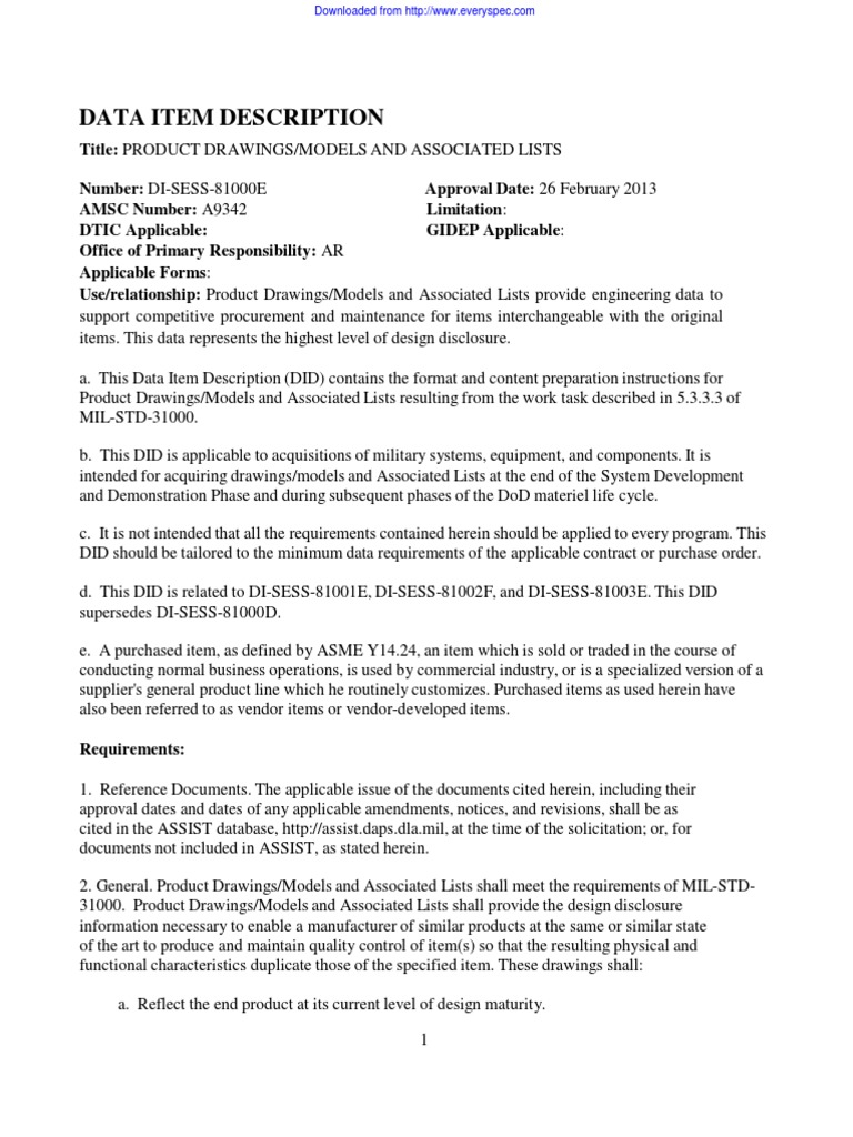 Data Item Description | Download Free PDF | Interface (Computing ...