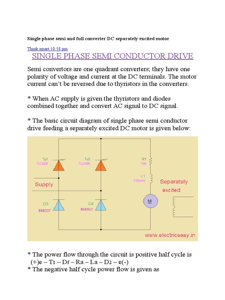 Single Phase Semi and Full Converter DC Separately Excited Motor | PDF ...