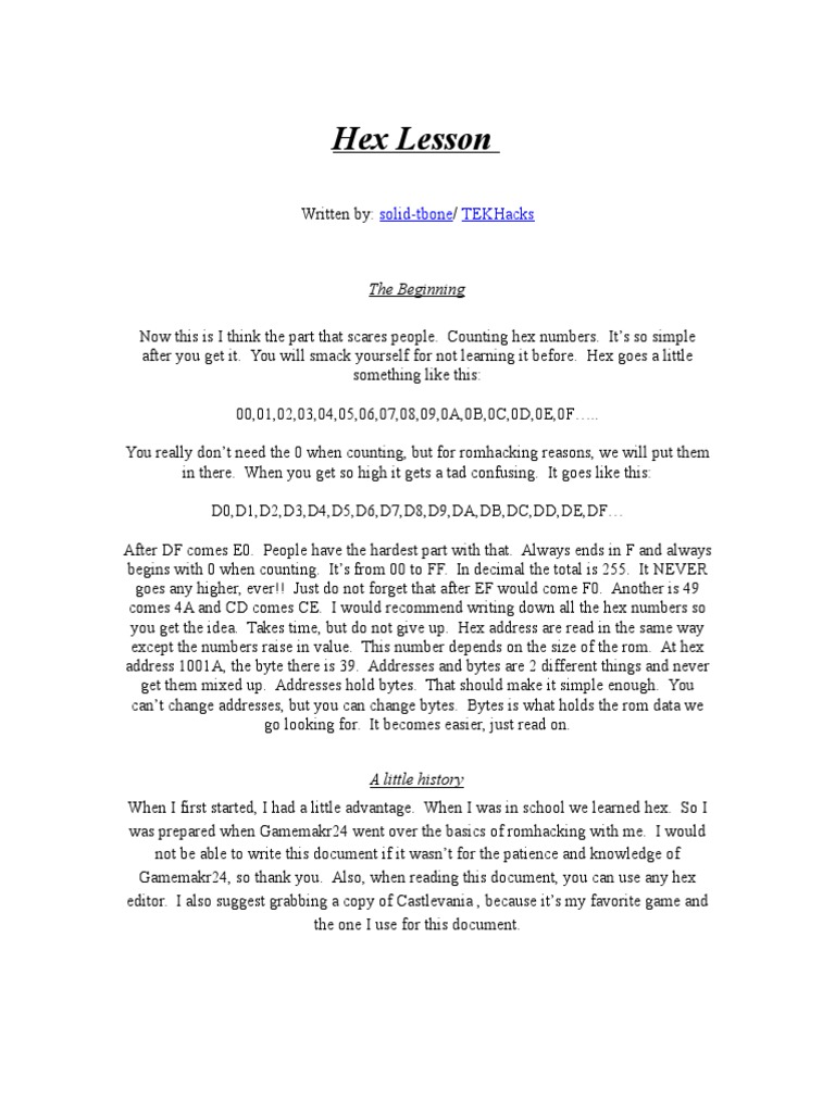 Hex Lesson 1 | PDF | Read Only Memory | Digital Technology