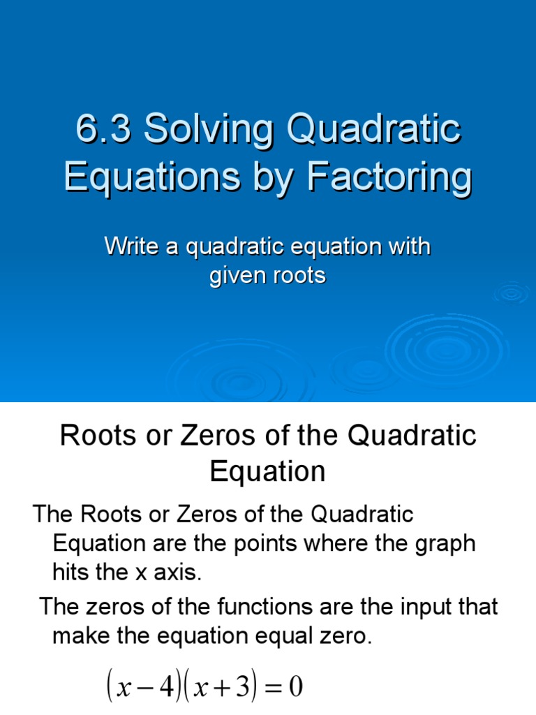 Solving Quadratic Equations by Factoring | PDF | Teaching Methods ...