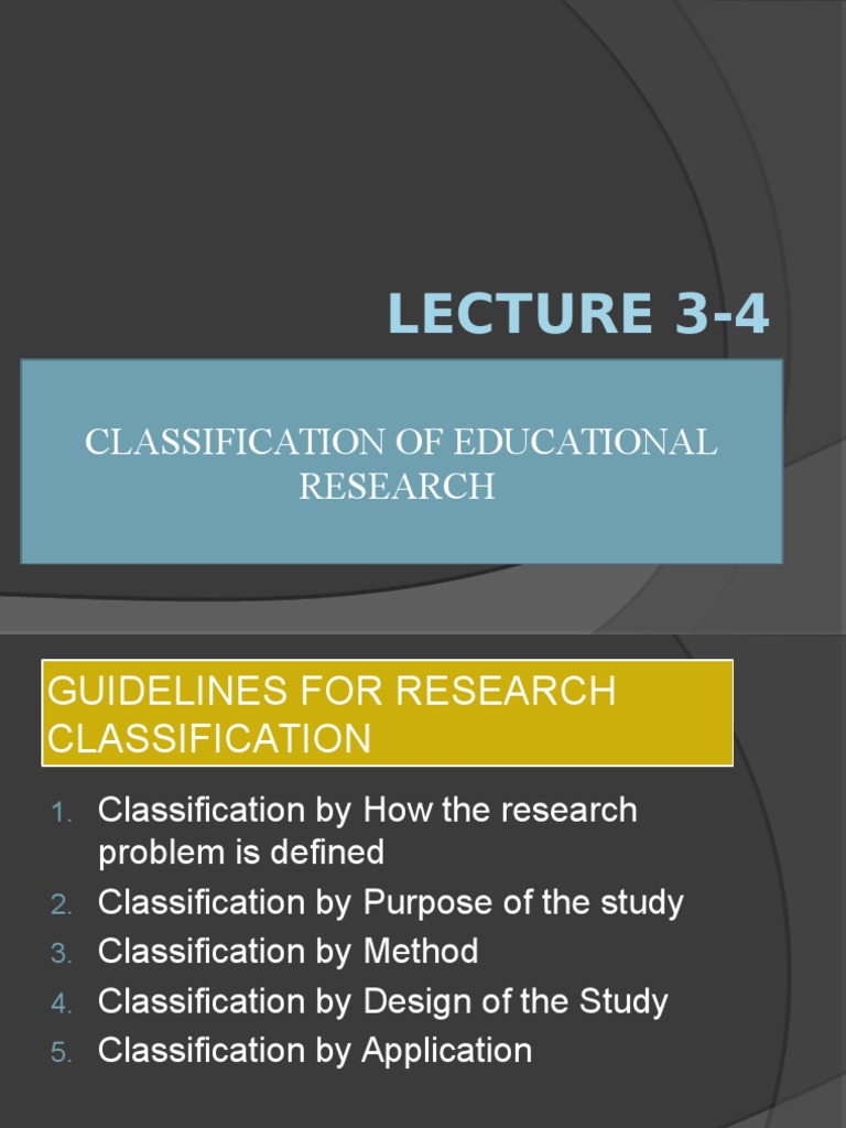 Educational Research Classification Guide | PDF | Survey Methodology ...