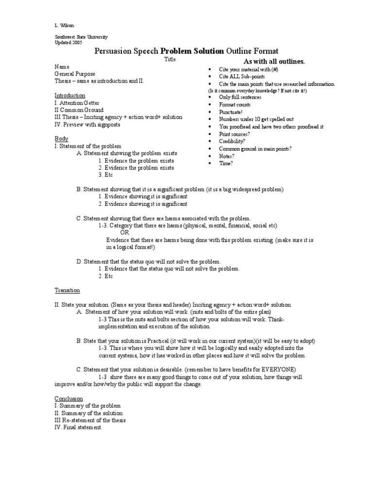 Asion Speech Problem Solution Outline Format | PDF | Cognitive Science ...