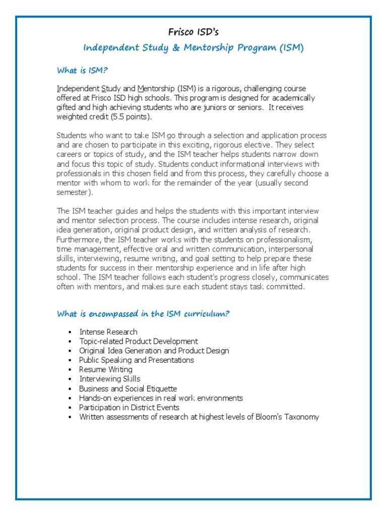 What Is Ism Sheet For Website | PDF | Mentorship | Teachers