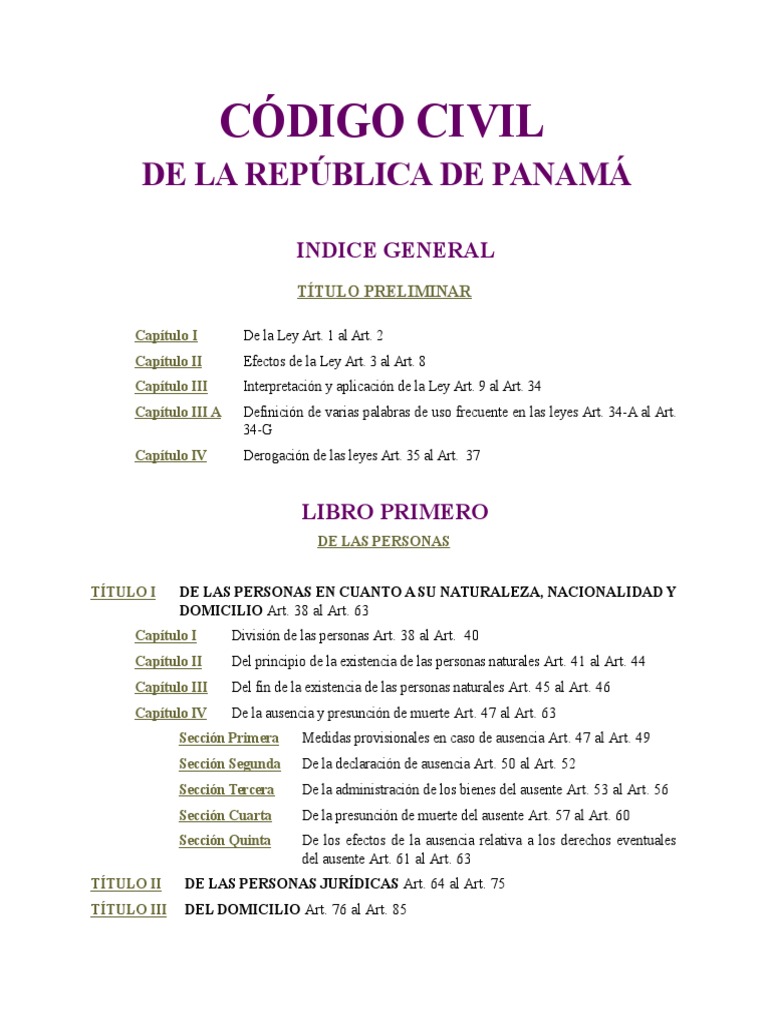 Código Civil | PDF | Panamá | Principios éticos