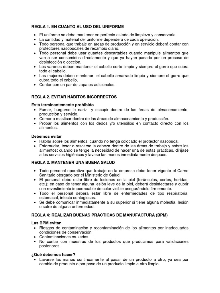 Reglas BPM | PDF | Residuos | Alimentos