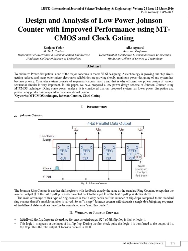 Design and Analysis of Low Power Johnson Counter With Improved ...