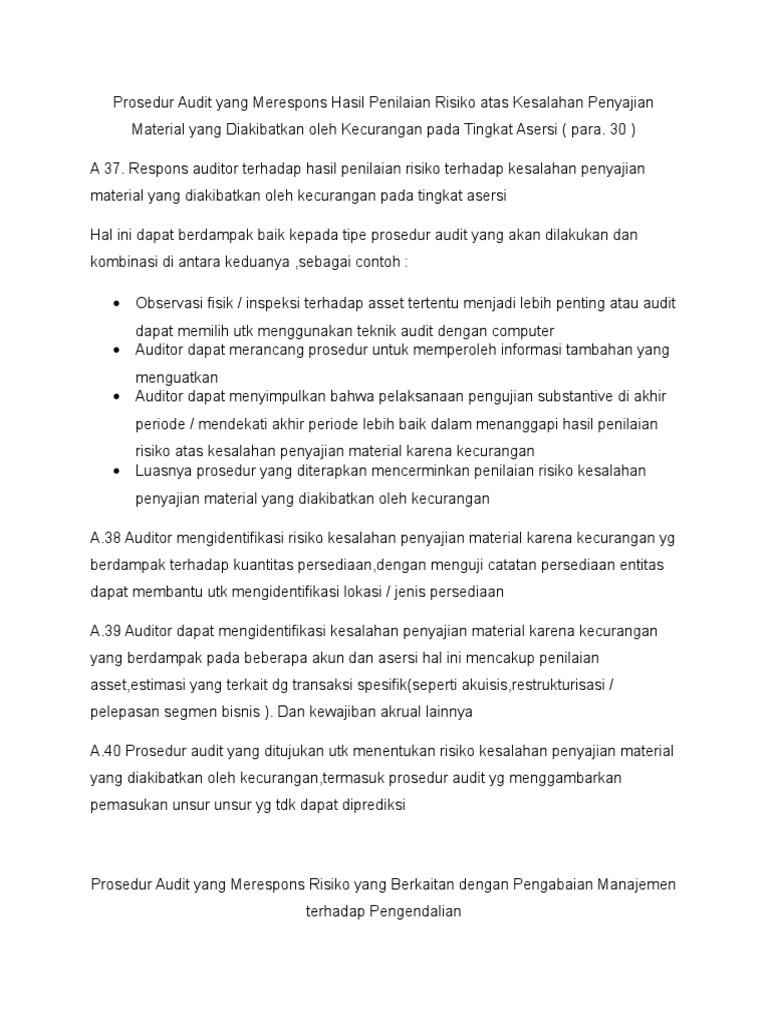 Ringkasan SA 240 | PDF