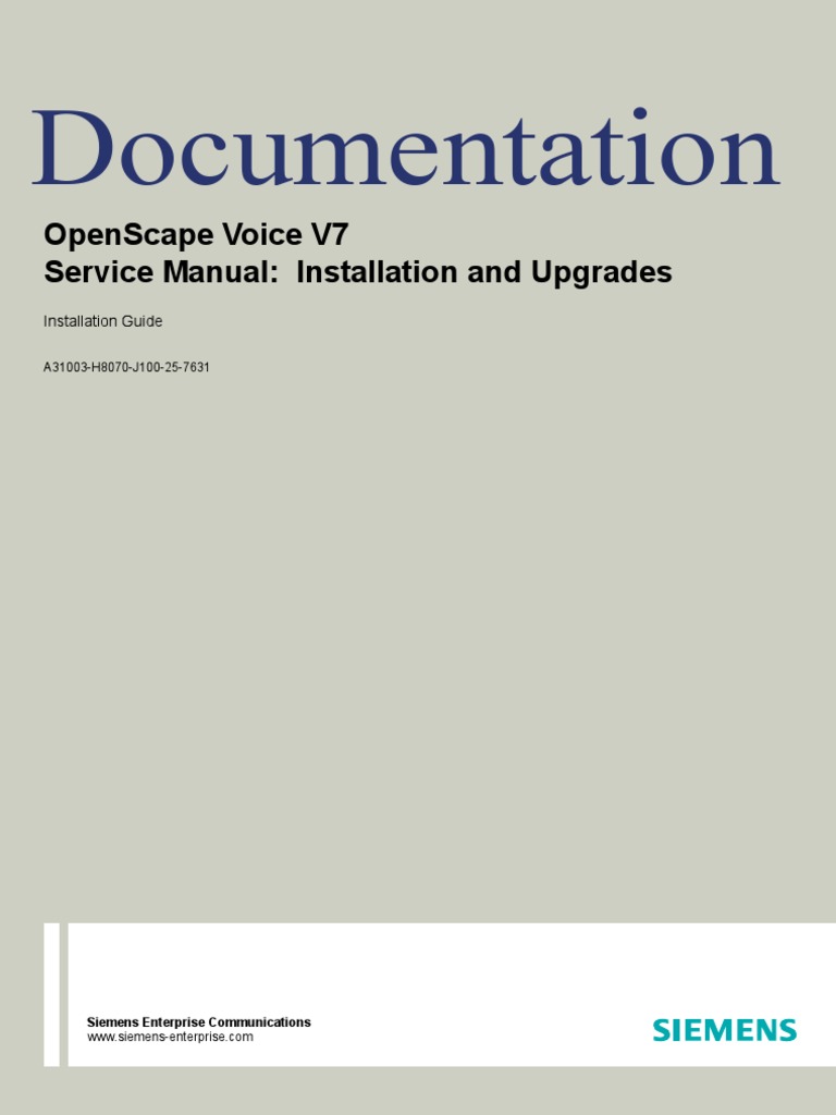 OpenScape Voice V7, Service Manual - Installation and Upgrades ...