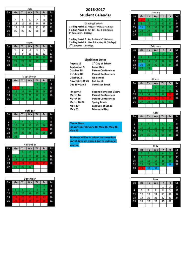 Cabot School Calendar 2016-2017 | PDF | Language Arts & Discipline