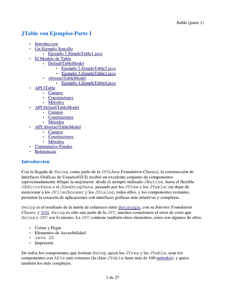 Guía de JTable para Programadores | PDF | Java (lenguaje de ...