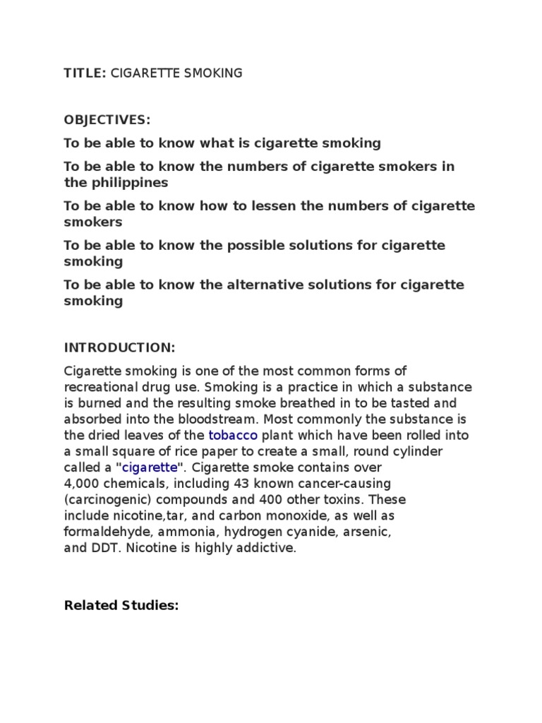 Smoking Trends and Solutions in the Philippines | PDF | Cigarette ...