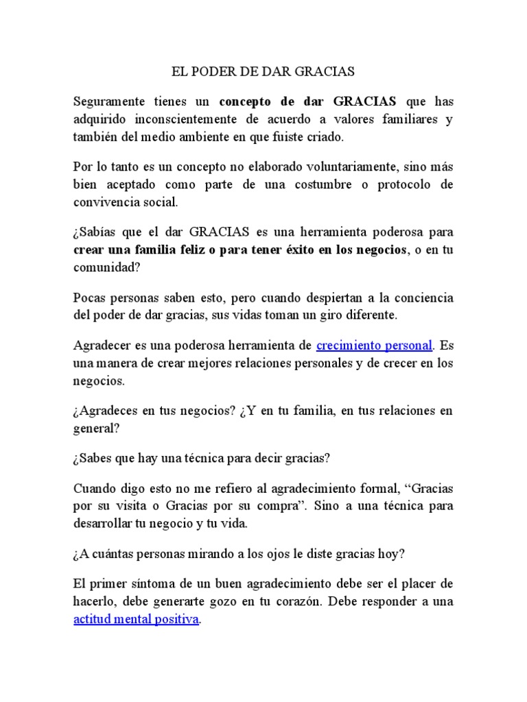 El Poder de Dar Gracias | PDF
