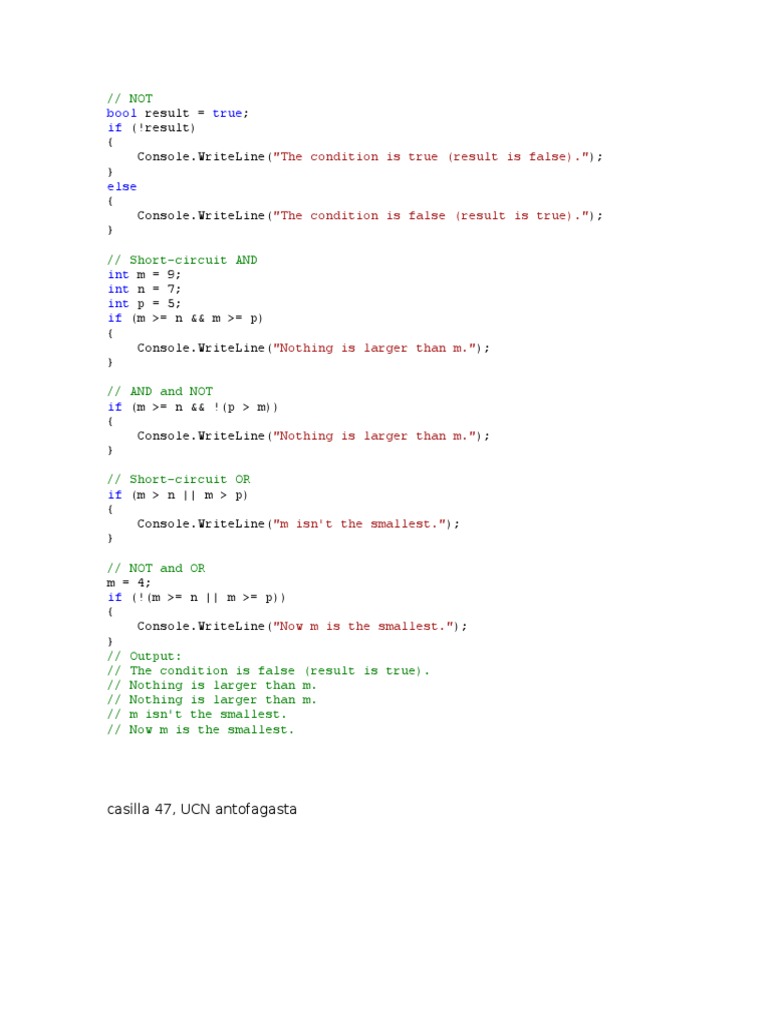 Bool True If: "The Condition Is True (Result Is False) ." | PDF
