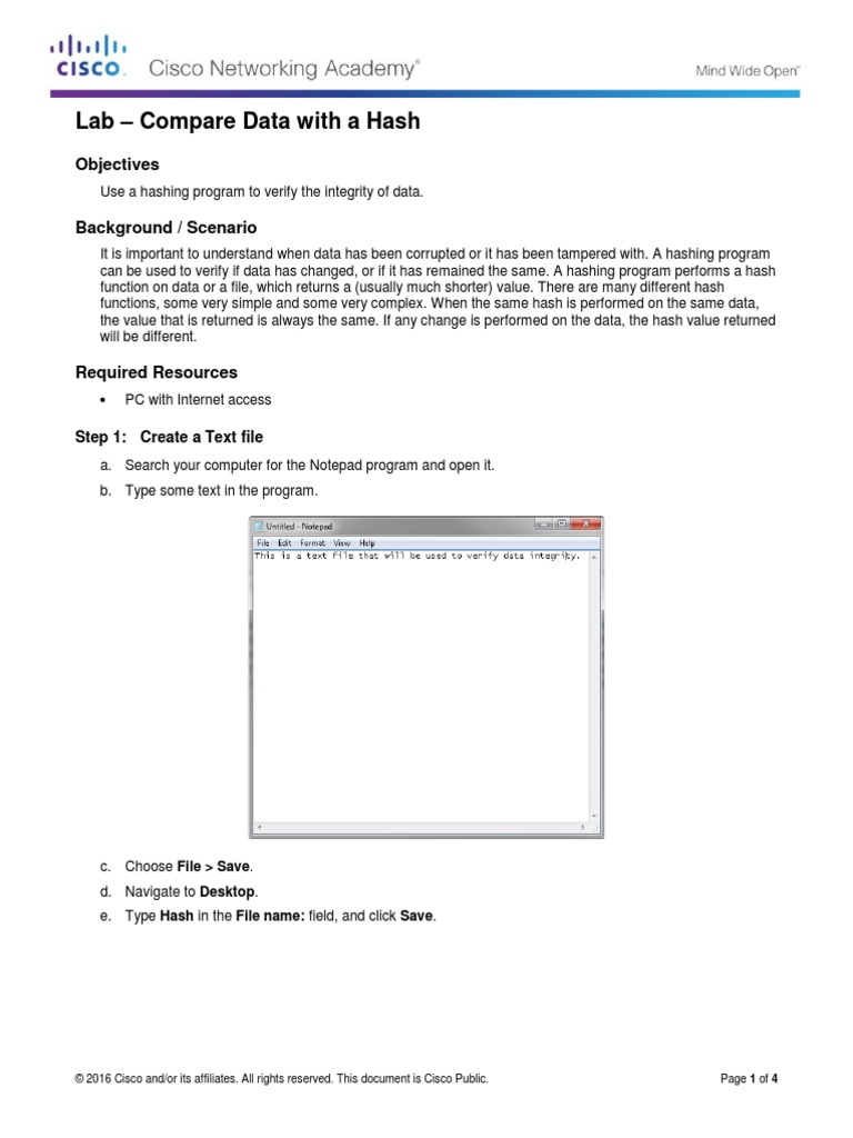 1.2.1.3 Lab - Compare Data With A Hash | PDF | Text File | Computer File
