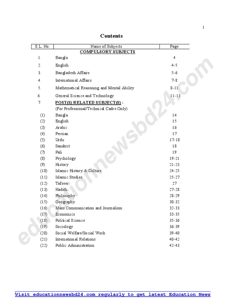 36th Bcs Written Syllabus PDF | PDF