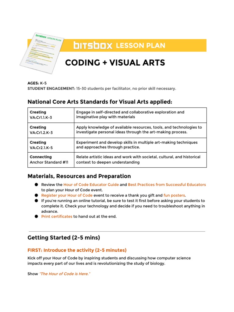 Coding + Visual Arts: Lesson Plan | PDF | Lesson Plan | Science