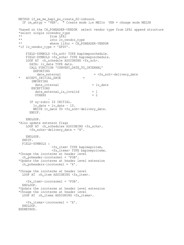 If Ex Me Bapi Po Create 02 Inbound | PDF