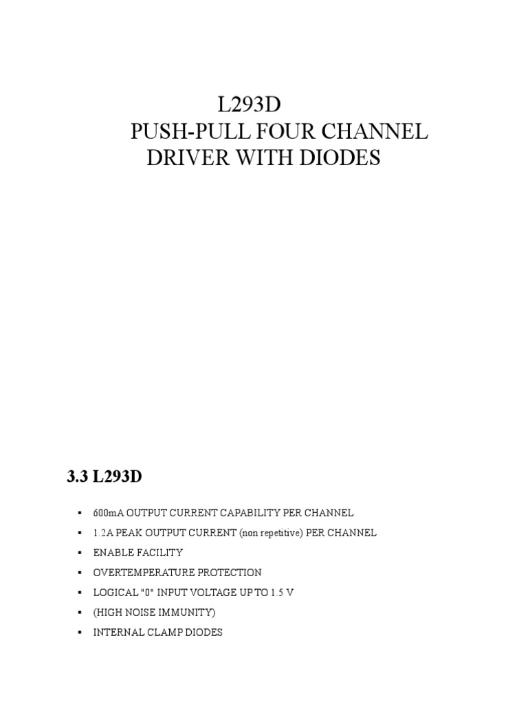 L293D Push-Pull Four Channel Driver With Diodes | PDF