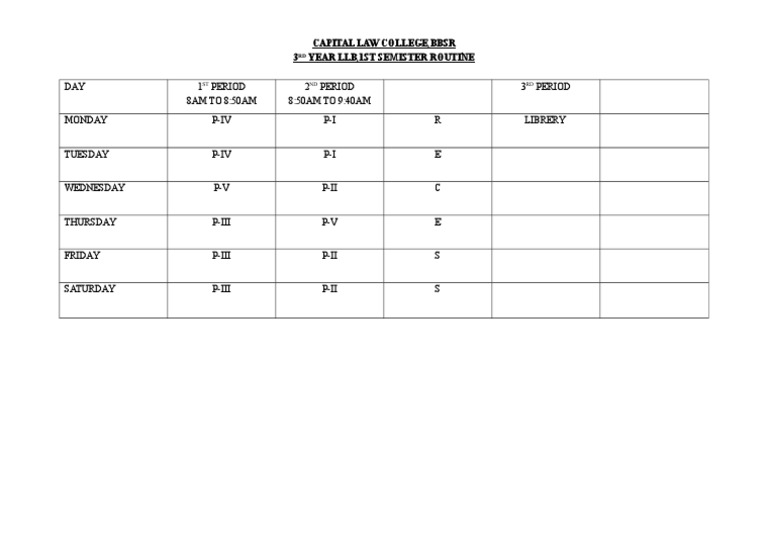 DAY 1 Period 8AM TO 8:50AM 2 Period 8:50AM TO 9:40AM 3 Period | PDF