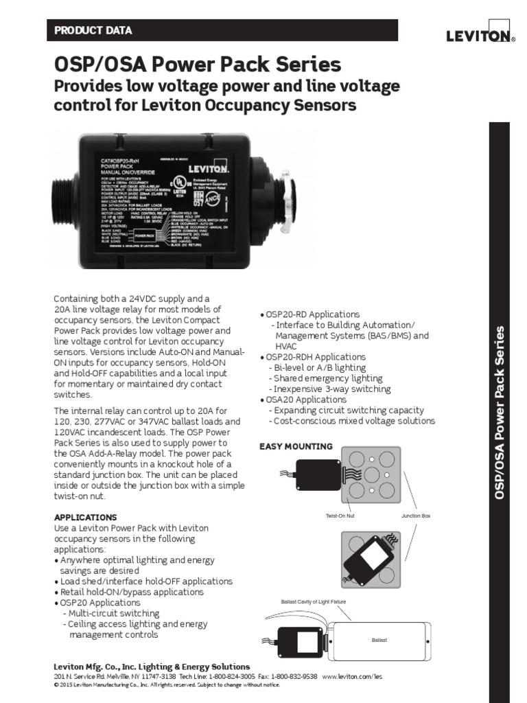 Data Sheet - OSP OSA Power Pack Series | Mains Electricity | Relay