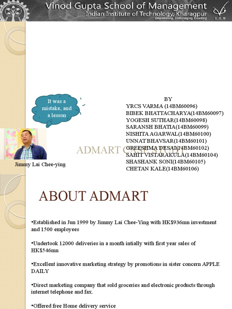 Mistake and lesson from AdMart case study | PDF | Retail | Marketing Strategy