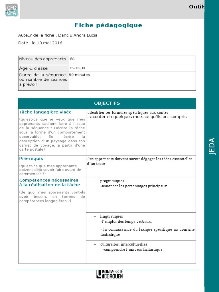 Fiche Pédagogique | Fées | Pédagogie