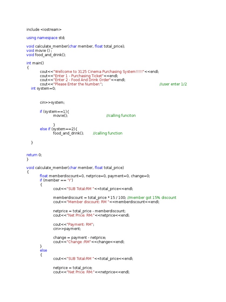 Using Namespace Void Char Float Void Void Int: //user Enter 1/2 | PDF | Computers
