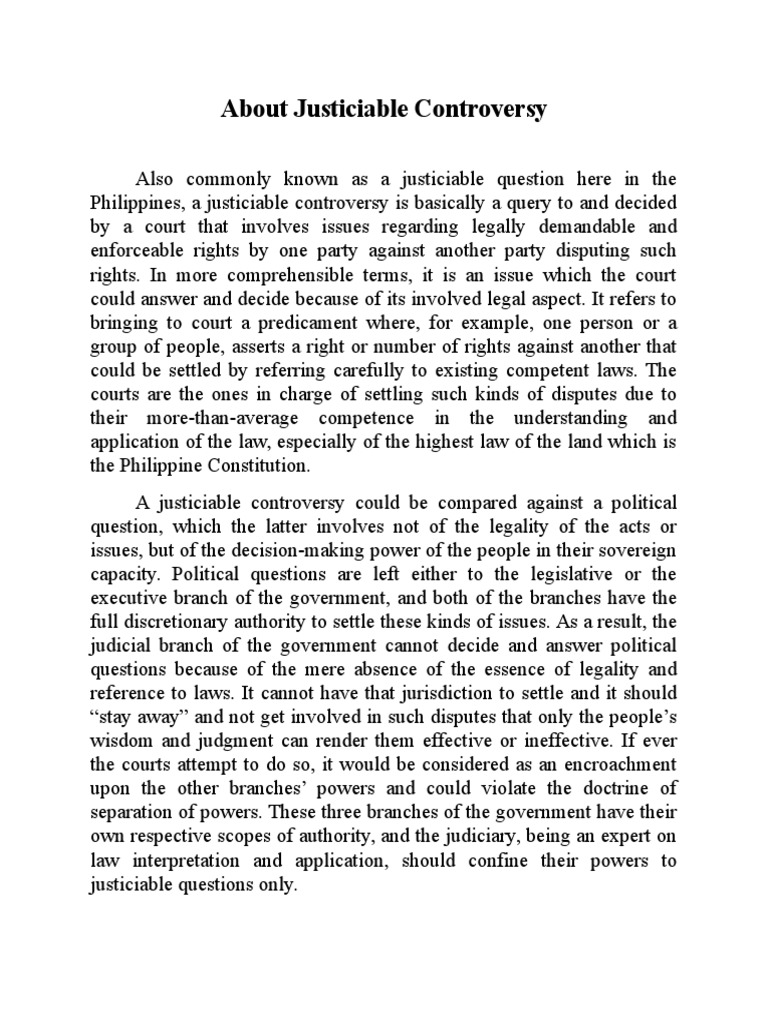 About Justiciable Controversy | PDF | Politics