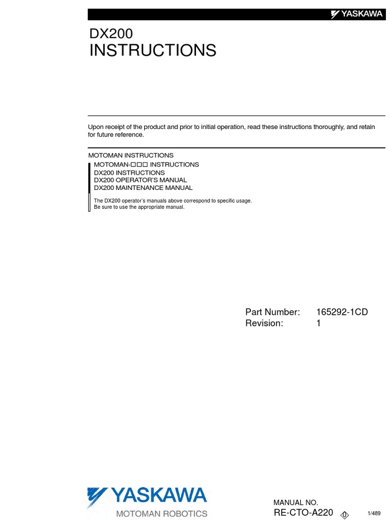 Motoman DX200 Controller Manual | PDF | Backup | Power Supply