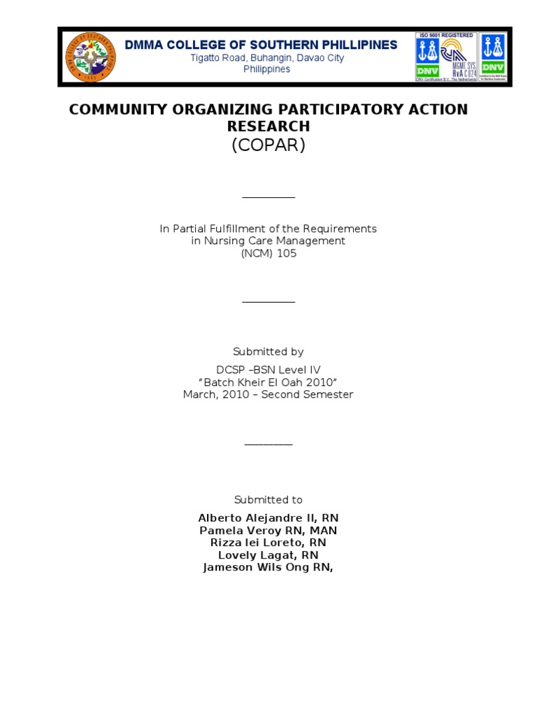 COPAR - Community Organizing Participatory Action Research Final Output ...