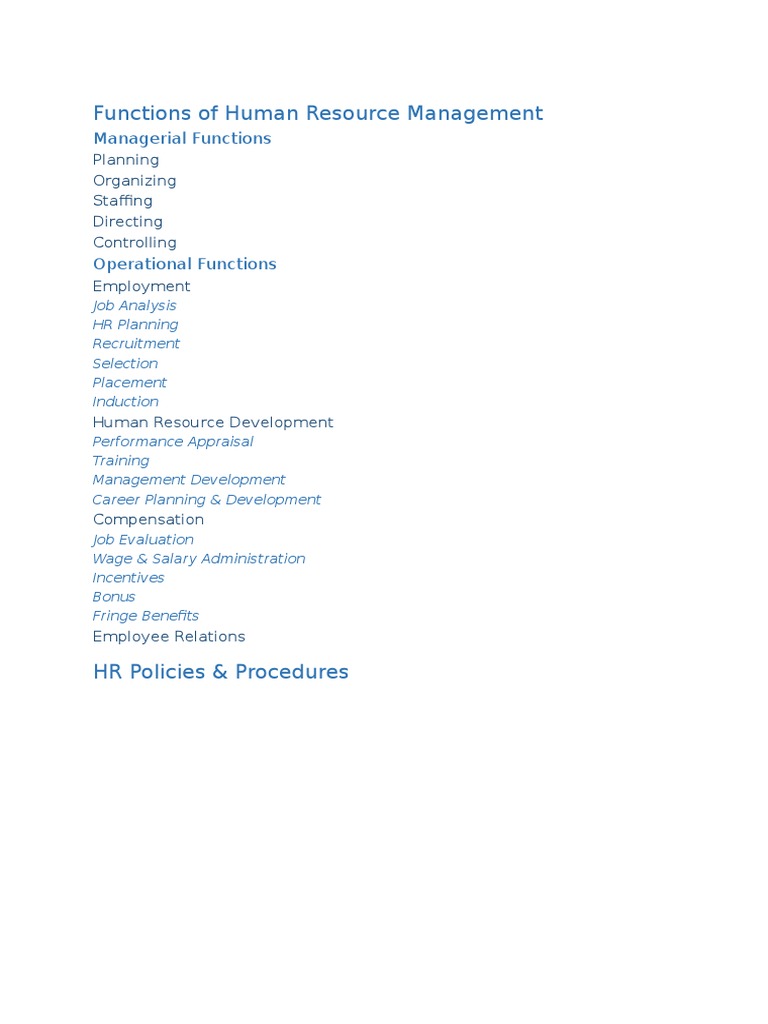 Functions of HRM | PDF