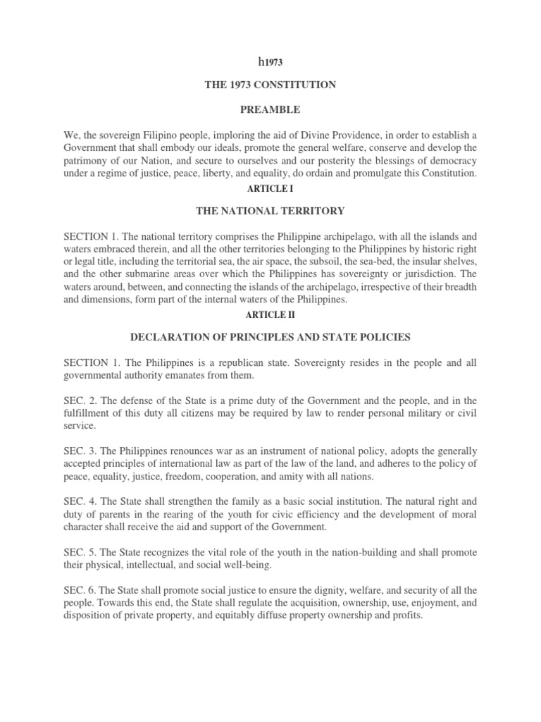 The 1973 Constitution Preamble | PDF | Supreme Court Of The United ...
